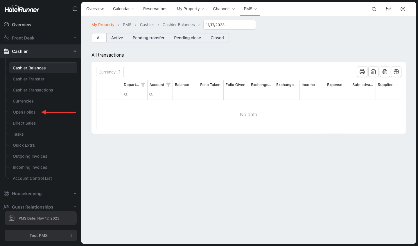 How to Manage Open Folios | HotelRunner Helpdesk