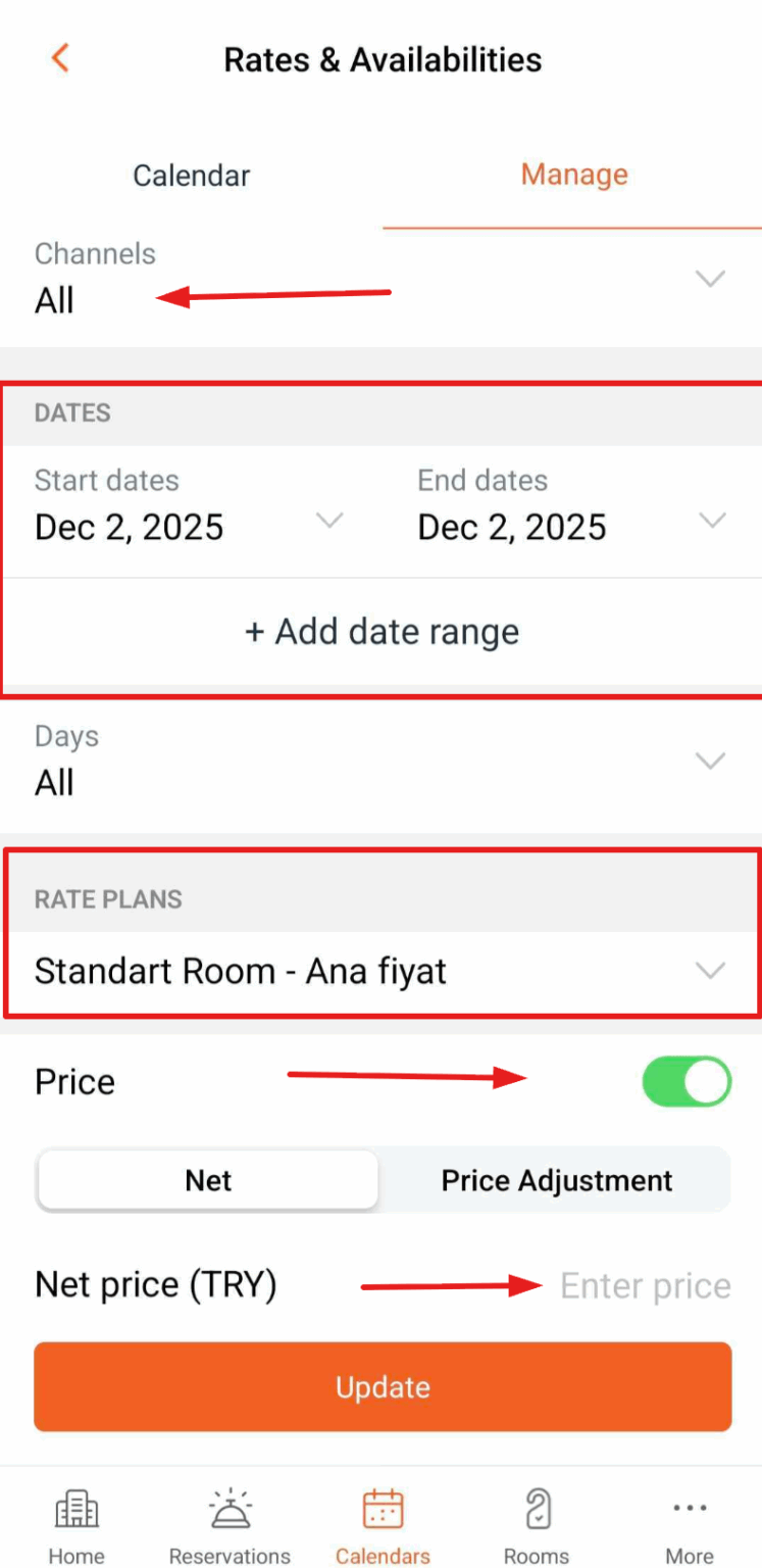 How to update price in the mobile app | HotelRunner Helpdesk
